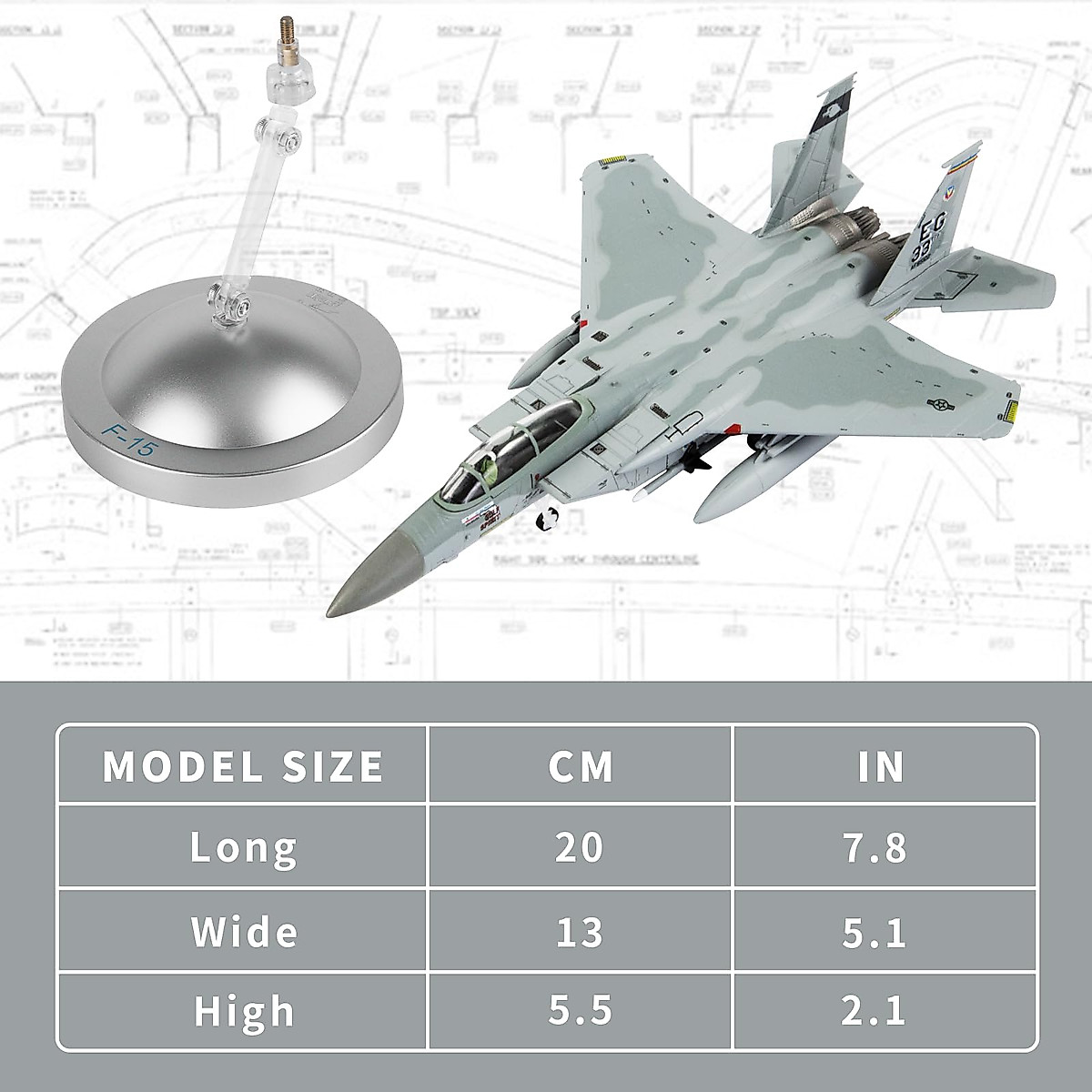 Lose Fun Park 1：100 F-15 Eagle Fighter Diecast Metal Fighter Military Planes Model Aircraft Model Airplane for Collection