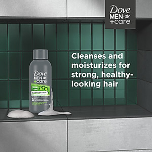 DOVE MEN + CARE Fortifying 2 in 1 Shampoo and Conditioner for Normal to Oily Hair Fresh and Clean with Caffeine Helps Strengthen Thinning Hair 3 oz (Pack of 12)