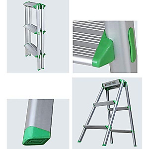 PENGJIE Folding Ladder Step Stool Ladder 3 Step Folding Aluminum Stool Heavy Duty Steel Portable Anti Slip Mat Tread Compact 120 Kg Capacity