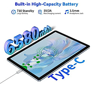 Blackview 2023 New Tab 12 Pro Android 12 Tablets 10" inch Tablet 14 (8+6 Expand) GB RAM + 128 GB ROM 1TB Expand Tablet PC, 1920 * 1200 FHD+IPS, Octa-core，2.4G/5G WiFi, Bluetooth 5.0 GPS Blue