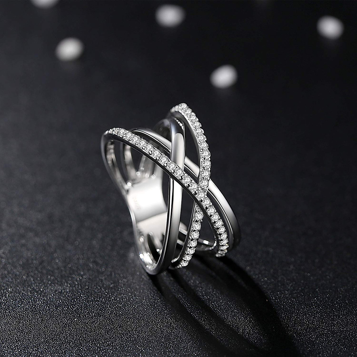 VIKI LYNN Criss Cross Rings for Women 925 Sterling Silver Wide Band Rings