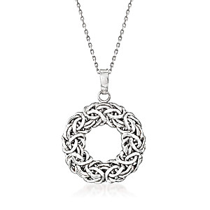 Ross-Simons Sterling Silver Byzantine Circle Pendant Necklace. 18 inches
