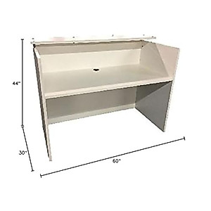 DFS DESIGN Reception Desk Shell which fits a 15 inch Monitor - 60 inch W by 30 inch D by 44 inch H White and White Front