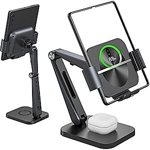 MAKAQI Wireless Charging Station for Z Fold 4/3/2, [3 Coils] 2 in 1 Fast Wireless Charger Stand for Samsung Galaxy Z Fold Series, Galaxy Buds 2 Pro/Buds Pro/Buds 2 / Buds Live