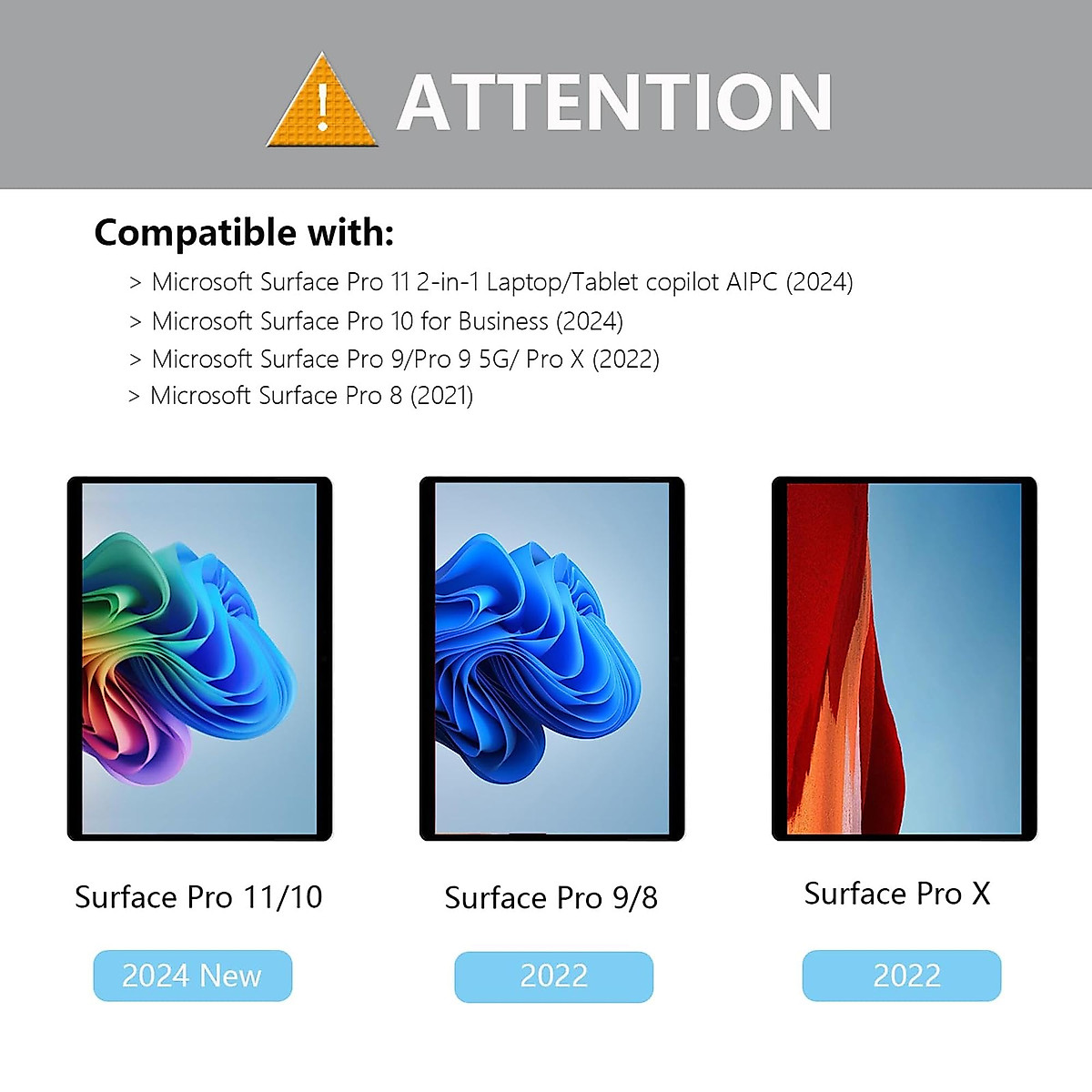 Megoo Screen Protector for Microsoft Surface Pro 11/10 (2024) - Also Fits Surface Pro 9, Pro 8, and Pro X (13 inch) - Tempered Glass/High Sensitivity/Support Surface Pen/Smooth Touch, 2 Pack