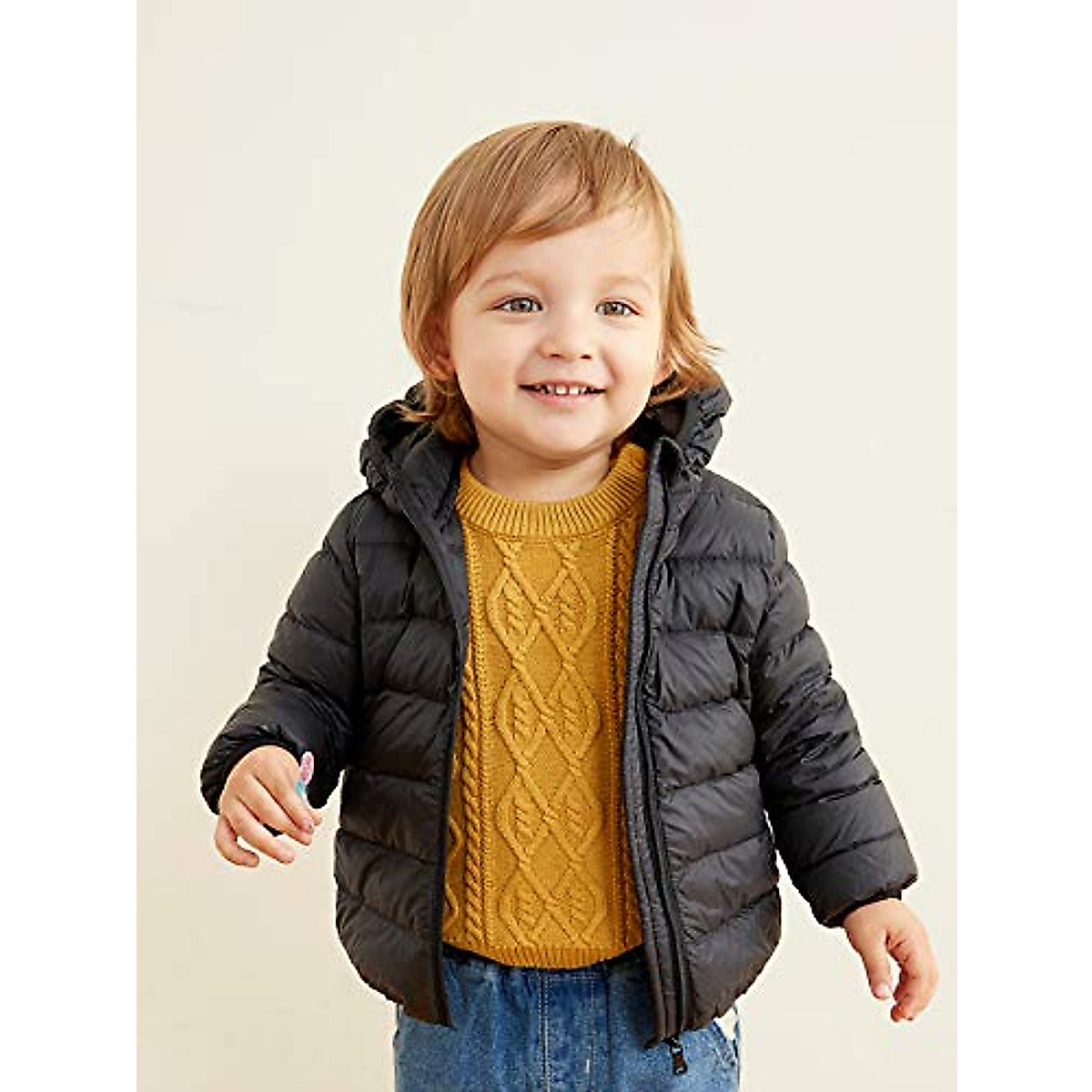 BFUSTYLE Kids Winter Coat Black Girl Boy Down Alternative Jacket Toddler Ultralight Clothing Halloween Christmas Birthday Gift (Black, 18-24 Months)