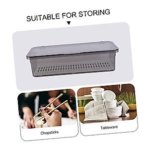 DOITOOL Flatware Tray with Lid and Drainer- Black Transparent Plastic Silverware Holder-- proof Silverware Tray for Drawer for Home Kitchen Accessories