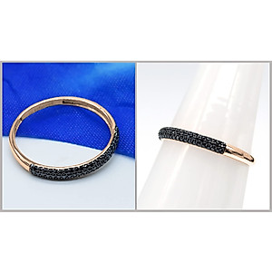 Dazzlingrock Collection Round Black Diamond 3 Row Stackable Wedding Band for Women (0.15 ctw, Color Black, Clarity Opaque) in 10K Rose Gold, Size 7