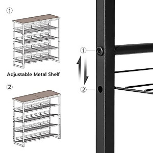 HOOBRO Shoe Rack, 5 Tier Shoe Organizer, Adjustable Shoe Shelves, Flat or Slanted, Holds 16-20 Pairs, Stable and Durable for Entryway, Closet, Rustic Brown and Black BF08XJ01