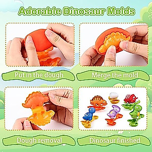 Dinosaur PlayDough Toys for Kids Play Dough Tools Set Accessories Dinosaur World Toys with Dino Models Play Dough Sets for Kids Toddlers Ages 4-8 Birthday Holiday Gift (Green)