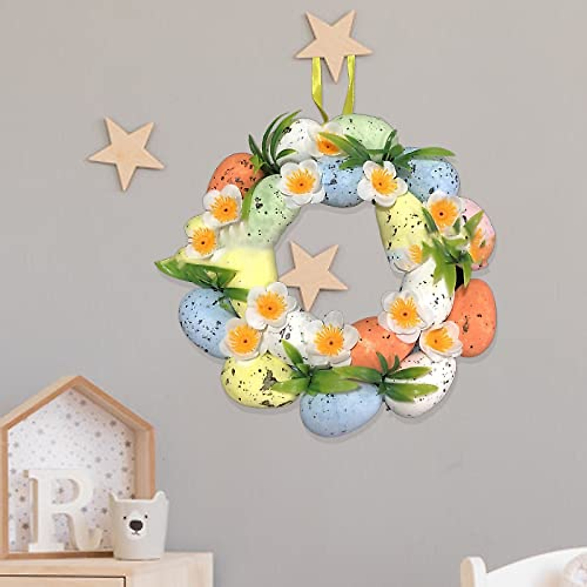 20pcs Easter Eggs Speckled Eggs Decorations Pastel Speckled Eggs Decorative Easter Eggs for Farmhouse Easter Spring Party Favors Basket Fillers Seasonal Table Setting Round Coffee (Yellow, One Size)