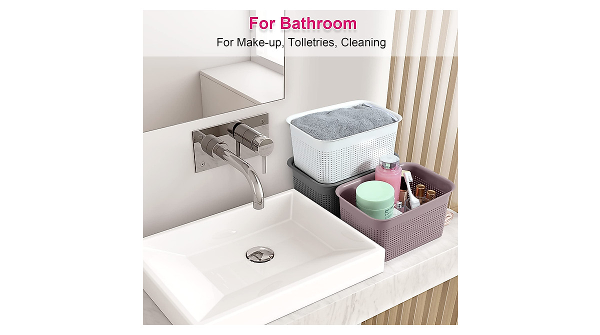 AREYZIN Plastic Storage Bins With Lid Organizing Container Lidded Knit ...