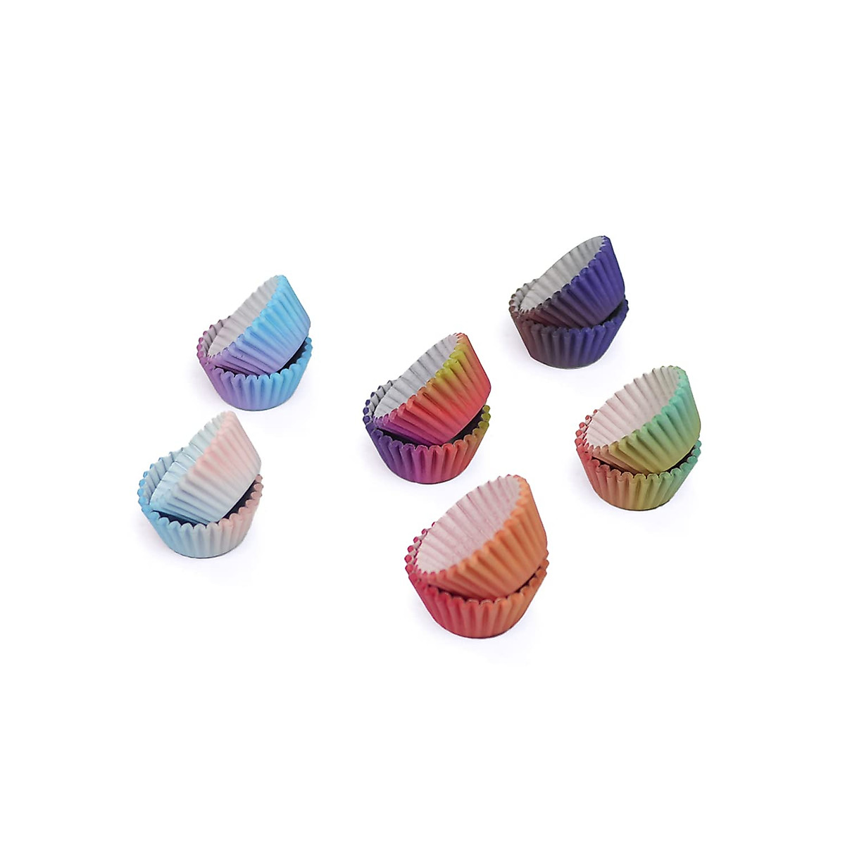 qiqee Jumbo Cupcake Liners 300PCS Gradient Cupcake Cups 6 Designs Cupcake Papers Baking Cups Cupcake Wrappers (Large Size)