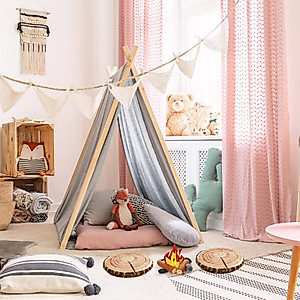 17 Pcs Pretend Camping Play Set, 2 Pcs Decorative Round Throw Pillow, Camping Safe Fake Campfire Plush Wood Shaped Floor Cushion for Adults Dramatic Play Camping Home Outdoor Decorations