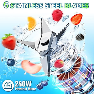 Portable Blender, Portable Blender for Shakes and Smoothies, Personal Size Blender with USB Rechargeable, BPA Free Mini Blender for Kitchen/Travel/Gym