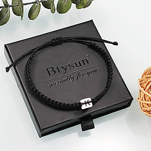 Btysun Bracelets for Her Initial C Charm Bracelet for Women Mothers Day Graduation Gifts for Her Wife Girlfriend Adjustable Woven Rope Birthday Jewelry