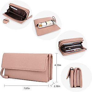 HINFKA Large Capacity Soft Multi-Layer Women'S Clutch Bag Zipper Wallet Multi-Color Simple Phone Bag Womens Wallets (Brown)