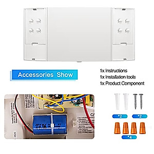 Spectsun 6 Pack LED Emergency Lighting with Battery Backup - Two Square Heads White Commercial Emergency Lights -UL Listed-AC 120/277V-Hardwired Emergency Exit Light Fixtures for Business/Home