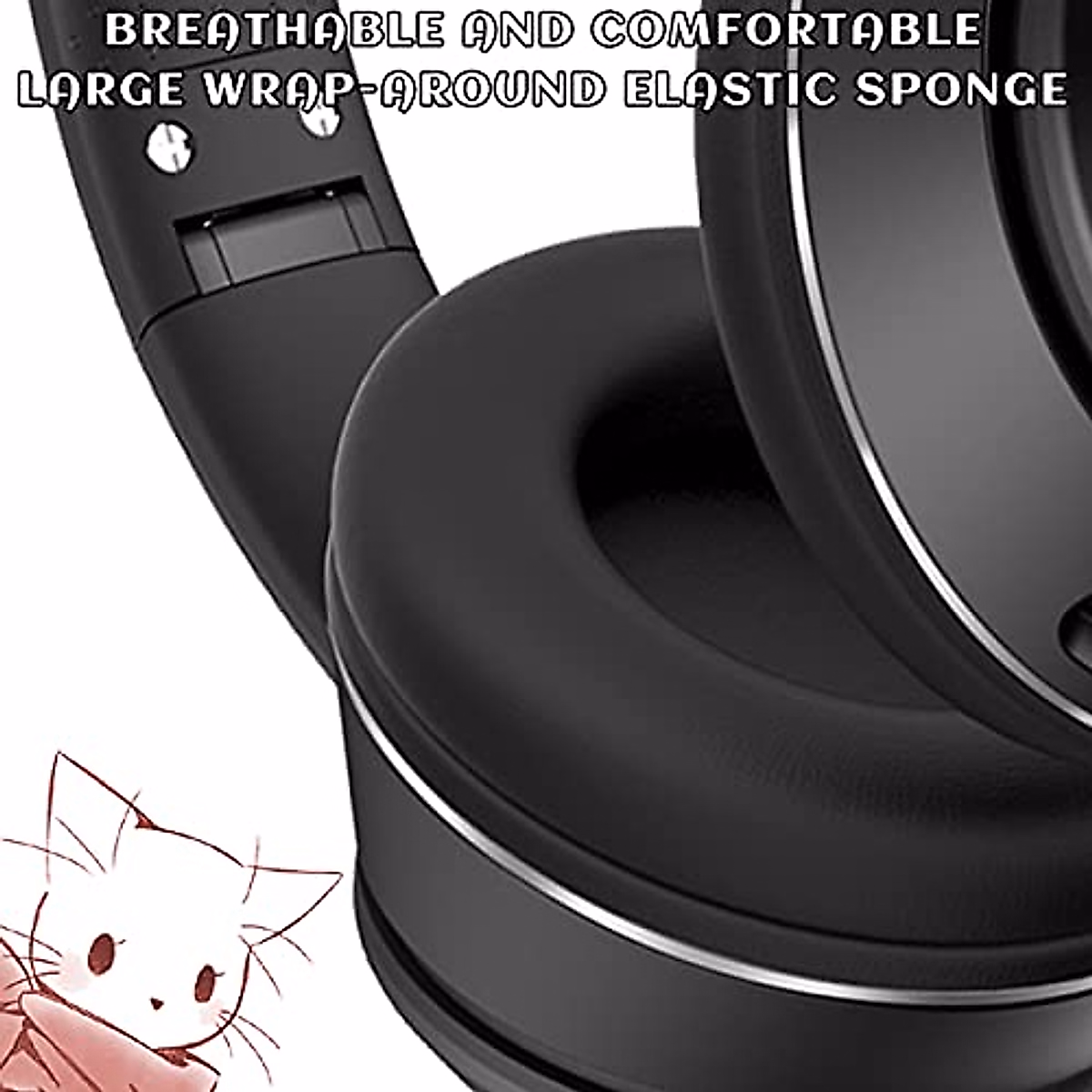 Zuri Sana Cat Ear Gaming Headphones Wired AUX 3.5mm with LED Light, Foldable Stereo Game Music Sound Over-Ear Headsets with Microphone Kids Adult Gift for PC, PS4, Switch, Cellphone, Pad, Laptop