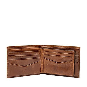 Fossil Men's Ryan Leather RFID-Blocking Bifold Passcase with Removable Card Case Wallet, Brown, (Model: ML3829201)