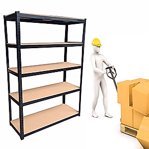 Storage Shelves 5-Tier Adjustable Storage Garage Shelving, Heavy Duty Metal Storage Utility Rack Shelf Unit 1929lbs Load Capacity for Warehouse Pantry Closet Kitchen, 80H x 40W x 20D inch, Black