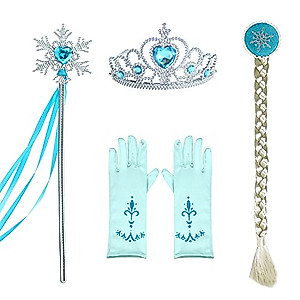 Party Chili Princess Costumes Birthday Party Dress Up For Little Girls with Wig,Crown,Mace,Gloves Accessories 3T 4T (110cm)
