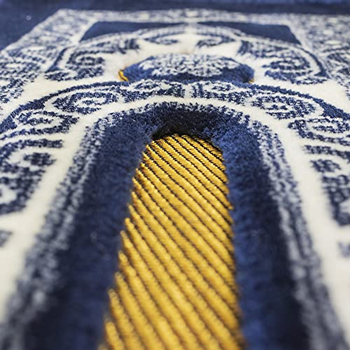 Modefa Islamic Prayer Rug - Double Plush Large & Wide Velvet Carpet - Traditional Muslim Janamaz Sajada - Thick Turkish Prayer Mat for Men & Women- Ramadan or Eid Gift - Floral Mihrab (Navy Blue)