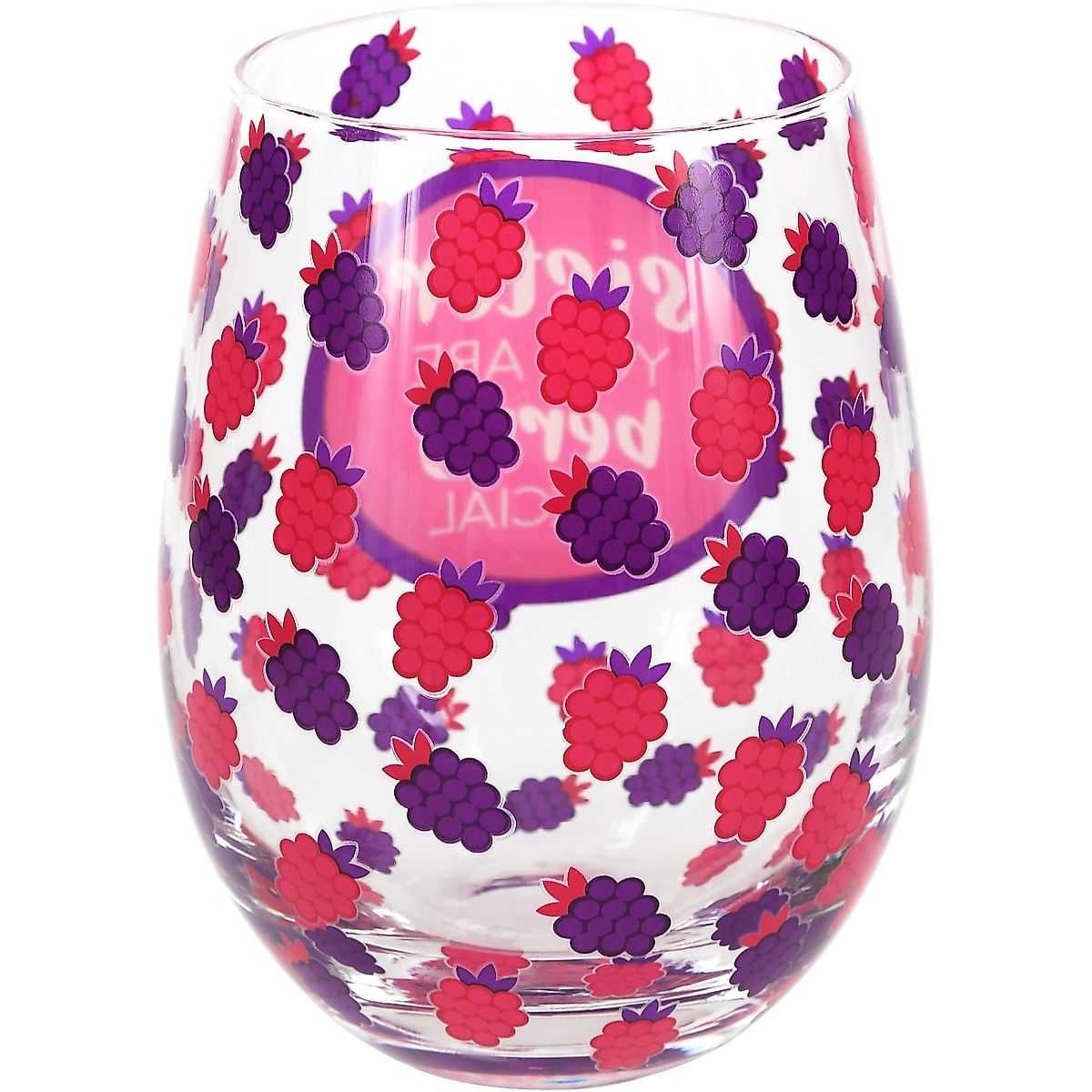 Pavilion Gift Company 18oz Sister You Are Berry Special-Raspberry Stemless Wine Glass, Pink
