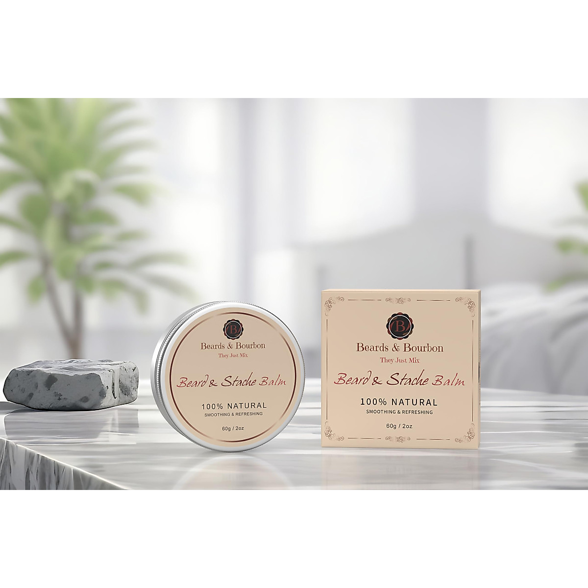 BABY HAIR Beards & Bourbon's Beard Balm, Mustache Balm - Infused Mango Butter, Sweet Orange Oil, Grapeseed & Jojoba Oil for Ultimate Conditioning, for the Perfectly Groomed Beard 2oz