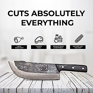 Daozi, Forged Cleaver Butcher Knife, 7.9-in High Carbon Steel Blade, Handmade Chinese Traditional Knife,Best for Chopping, Slicing, Cutting Meat,Fish,Ham