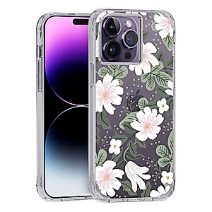 Rifle Paper Co. iPhone 14 Pro Max Case [Works with Wireless Charger] [10ft Drop Protection] Cute iPhone Case 6.7" with Floral Pattern, Anti-Scratch Tech, Shockproof Material, Slim Fit - Willow