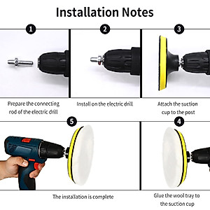 BAYTORY 8 Pcs Wool Polishing Buffing Pad Set, 4 inch Synthetic Polisher Wheel with M10 Thread Backing Plate and Drill Adapter for Car Polishing, Buffing and Cutting