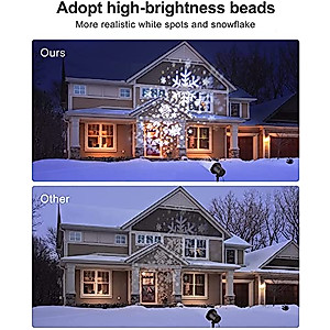 Christmas Snowflake Projector Light, Snowfall LED Light Adjustable Lamp, IP65 Waterproof White Snow Decoration Spotlights for Outdoor Indoor Night Light for Christmas Holiday Party Garden