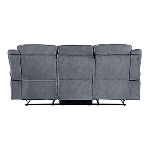 Acme Furniture Zubaida 41" x 87" Modern Velvet Reclining Sofa with USB Dock, 1 Storage Drawer, Tight Back & Seat Cushion, in 2-Tone Gray Finish