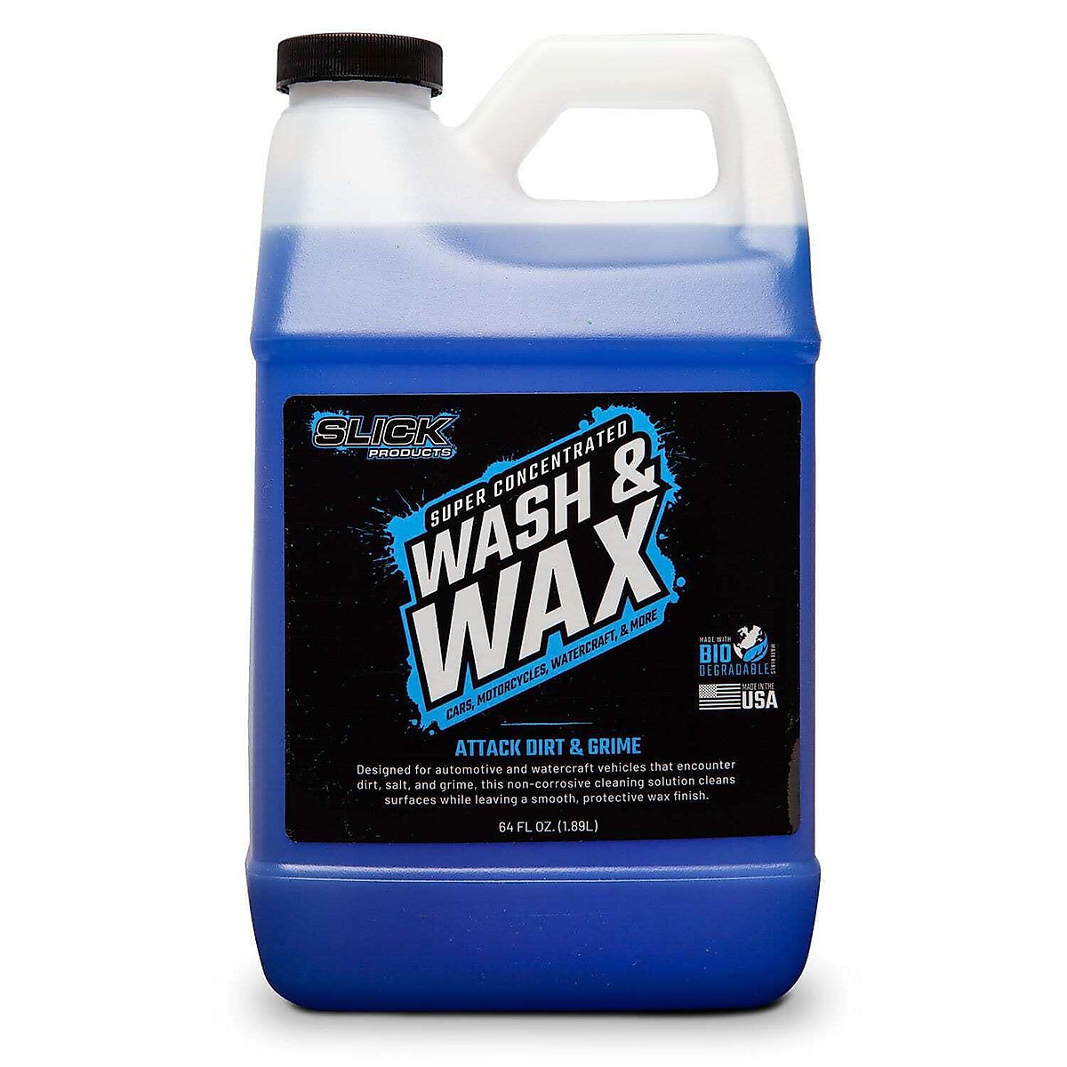 Slick Products Wash & Wax Super Concentrated Car Wash Foam Shampoo For Car, Truck, RV, Motorhome, Toy Hauler, and Boat (64 oz.)