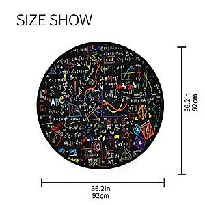 ALAZA Color Mathematical Formula Round Area Rug Non Slip Rug Floor Mat Carpet Entryway Hallway Sofa Living Room Bedroom Home Deco