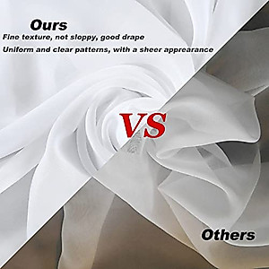 10ft x 10ft White Chiffon Backdrop Curtains, Wrinkle-Free Sheer Chiffon Fabric Curtain Drapes for Wedding Ceremony Arch Party Stage Decoration
