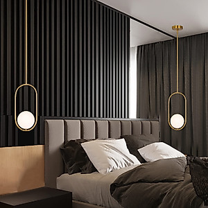 SeeU Modern Pendant Lighting Gold Globe Pendant Light Fixture,Mid Century Chandelier One Light Hanging Fixture for Kitchen Island,Adjustable Length Indoor Lighting for Dinning Room Bedroom