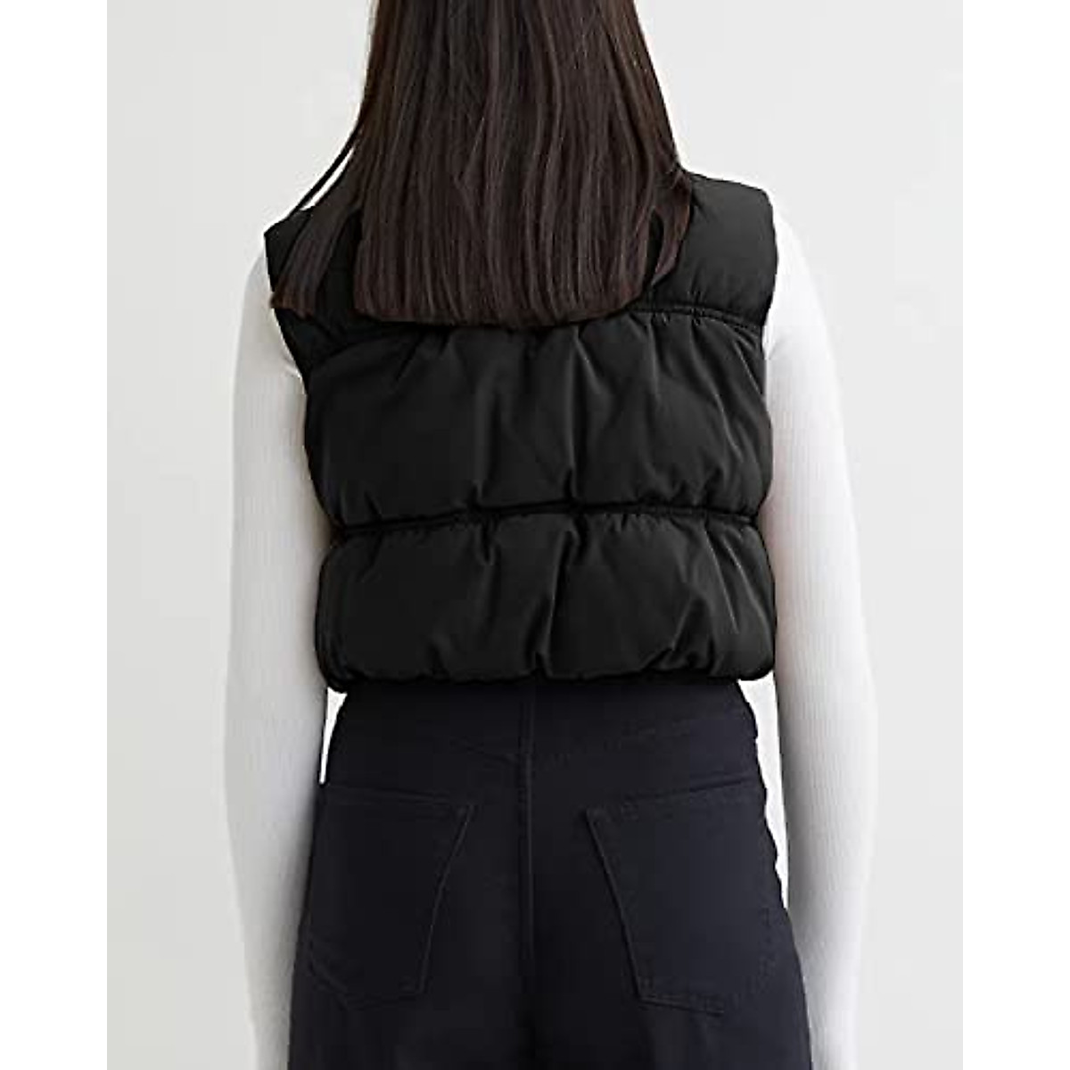 SySea Women's Crop Puffer Vest Winter Zip Up Lightweight Sleeveless Warm Outerwear Padded Coat