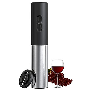 COKUNST Electric Wine Bottle Openers , Reusable Wine Corkscrew Opener with Foil Cutter, Battery Operated Stainless Steel Wine Remover for Home Kitchen Party Bar Restaurant
