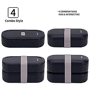 EOIMS Bento Box Adult Lunch Box with Cutlery 2 Compartments 40oz Leak-Proof Japanese Food Storage Containers Microwave and Dishwasher Safe