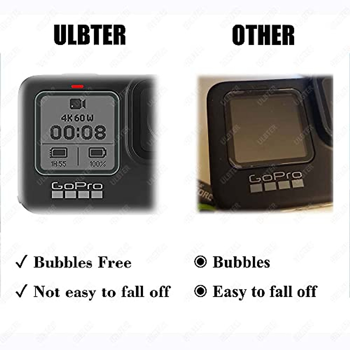 ULBTER Screen Protector for GoPro Hero 11 10 Hero11 Hero10 Black + lens protector+Lens cap Cover [6+2 Pack], 9H Hardness Tempered Glass for GoPro Hero10,Anti-Scrach Anti-Bubble