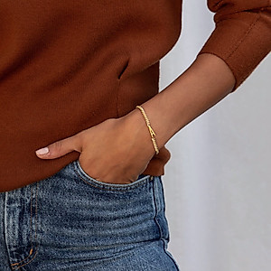 MRSXIA Bracelet for Women Gold Initial Sideways Letter K 5MM Cuban Link Curb Chain 18K Gold Filled Dainty Simple Personalized Alphabet Jewelry Birthday Gift