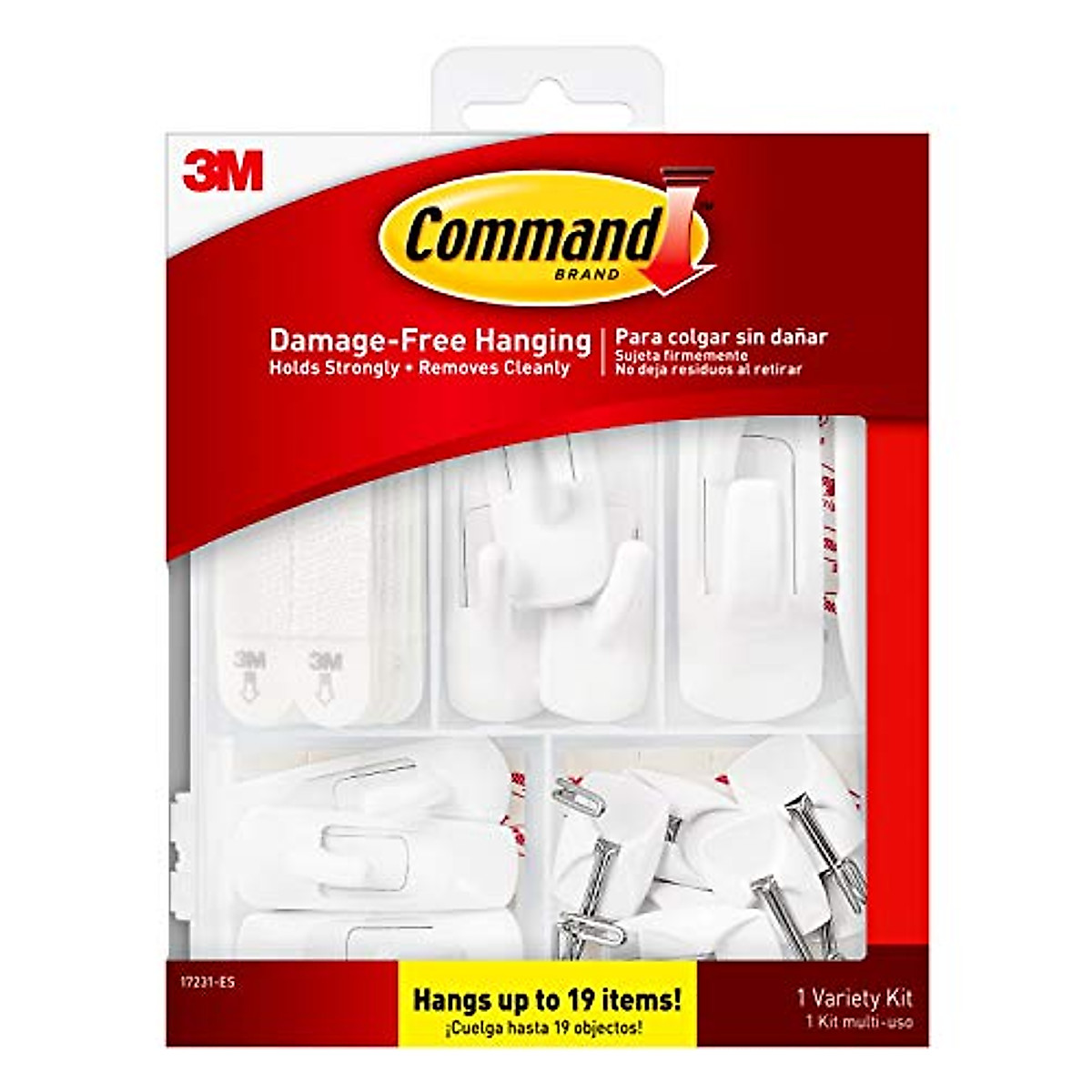 Command General Purpose Variety Kit, Hangs Up to 19 Items, Organize Damage-Free & Picture Hanging Kit, Indoor Use, Hangs up to 15 Pictures