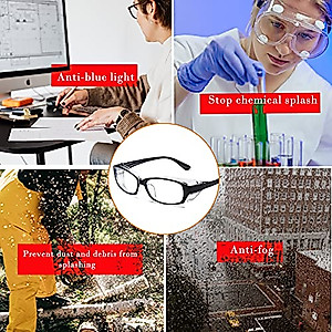 HJSTES Safety Glasses for Women Anti Fog Nurse Safety Goggles Clear Frame Blue Light Protective Glasses(Black)