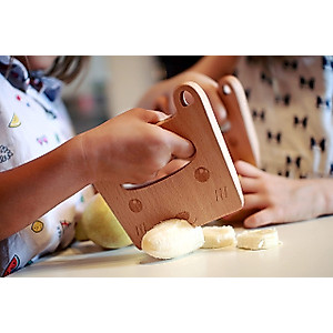 Wooden Kids Knife;Wooden Handmade Children Knife for safe cutting Fruits and Vegetables - Eco Friendly Cute Bear Shape Kids Safe Knife; Montessori Kids Utensil; Children Fruit and Vegetable Chopper;
