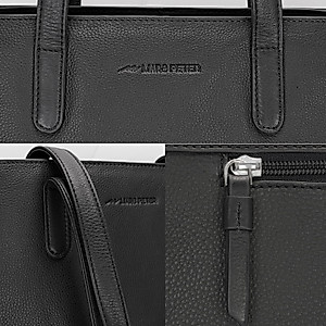 MARC PETER Lisa Black Real Leather Tote Bag for Women | Top Handle Satchel | Women Fashion Shoulder Bag