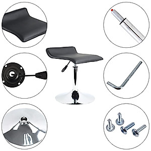 FURWOO PU Leather Square Short Swivel Stool Standing Desk Stool Height Adjustable Stool Chair Office Stool No Wheels Counter Stool Shop Stool Salon Stool Guitar Chair(Black)