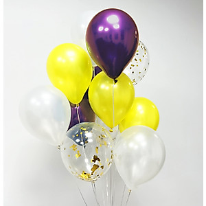 Graduation Party Decorations Purple Yellow 2024/Purple Yellow Balloons Purple Graduation Decorations 2024 NYU/Mardi Gras Party/Purple Yellow Gold Birthday Party Decoration Balloons of 40pcs