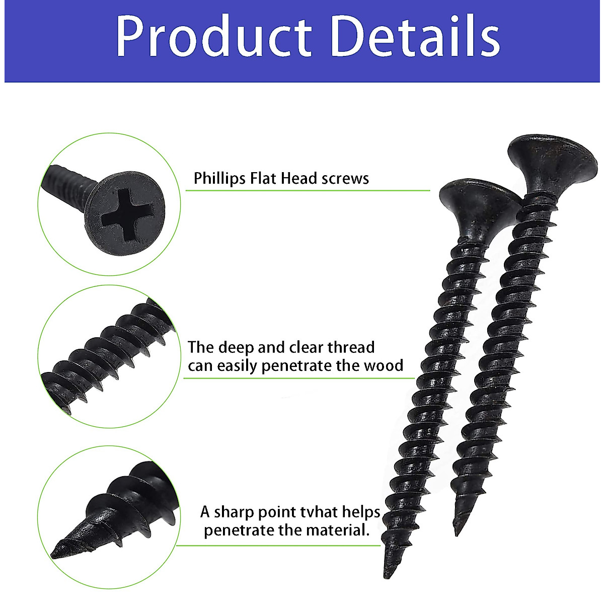 480pcs Wood Screws Assortment Kit, M3 M4 Small Screws Set, Phillips Drive Flat Head Self Tapping Screw, Cabinet Screws, Black Wood Screws, 8 Sizes Short Screws Fasteners with 30pcs Screws Anchorss